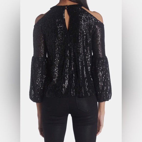 CeCe | Tops | Nwt Cece Cold Shoulder Sequin Blouse Size Xs | Poshmark